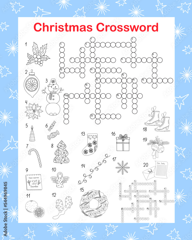 Christmas seasonal crossword activities, word search puzzle, winter ...