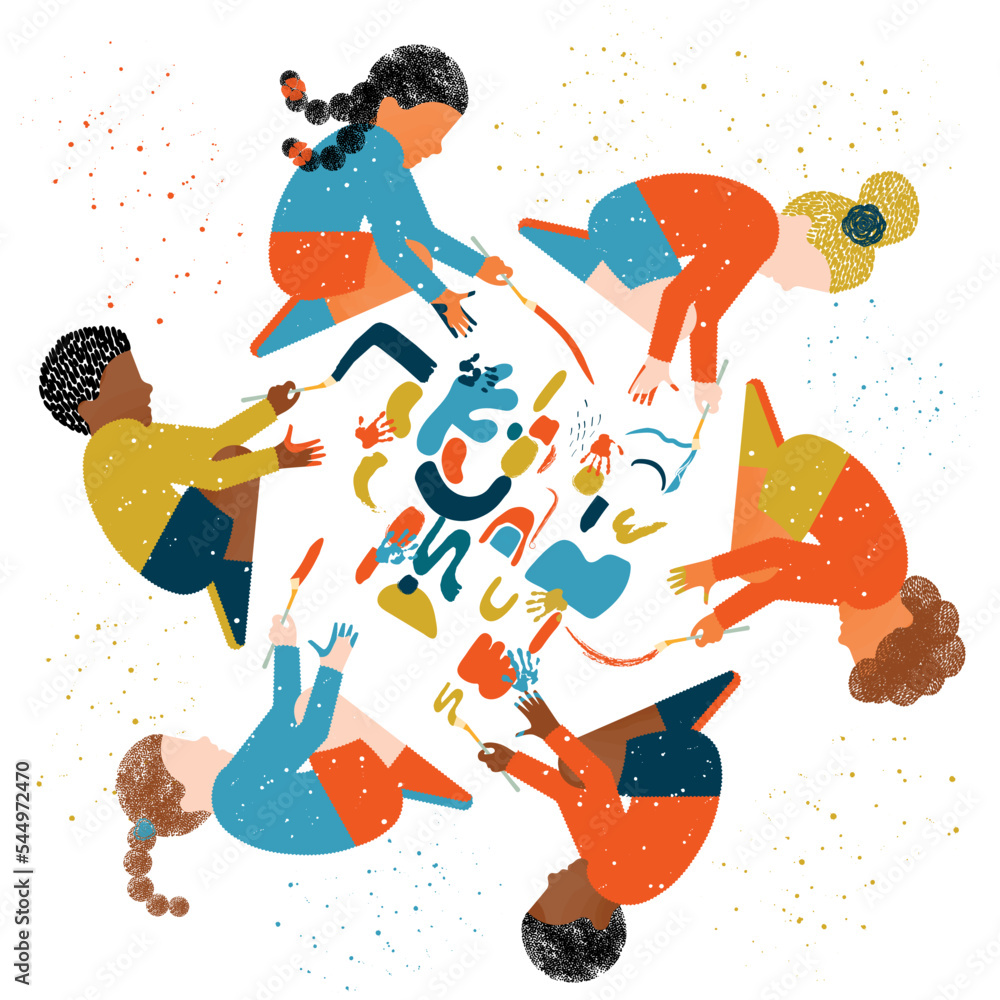 diversity people - children playing in a circle - boys and girls ...