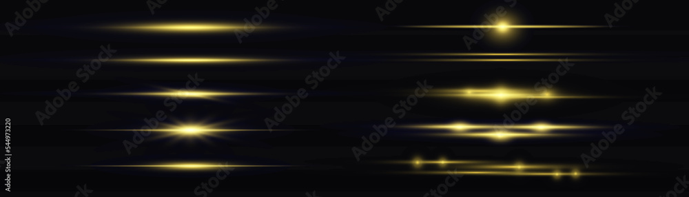 Particle motion effect. Magic of moving fast lines. Golden special ...