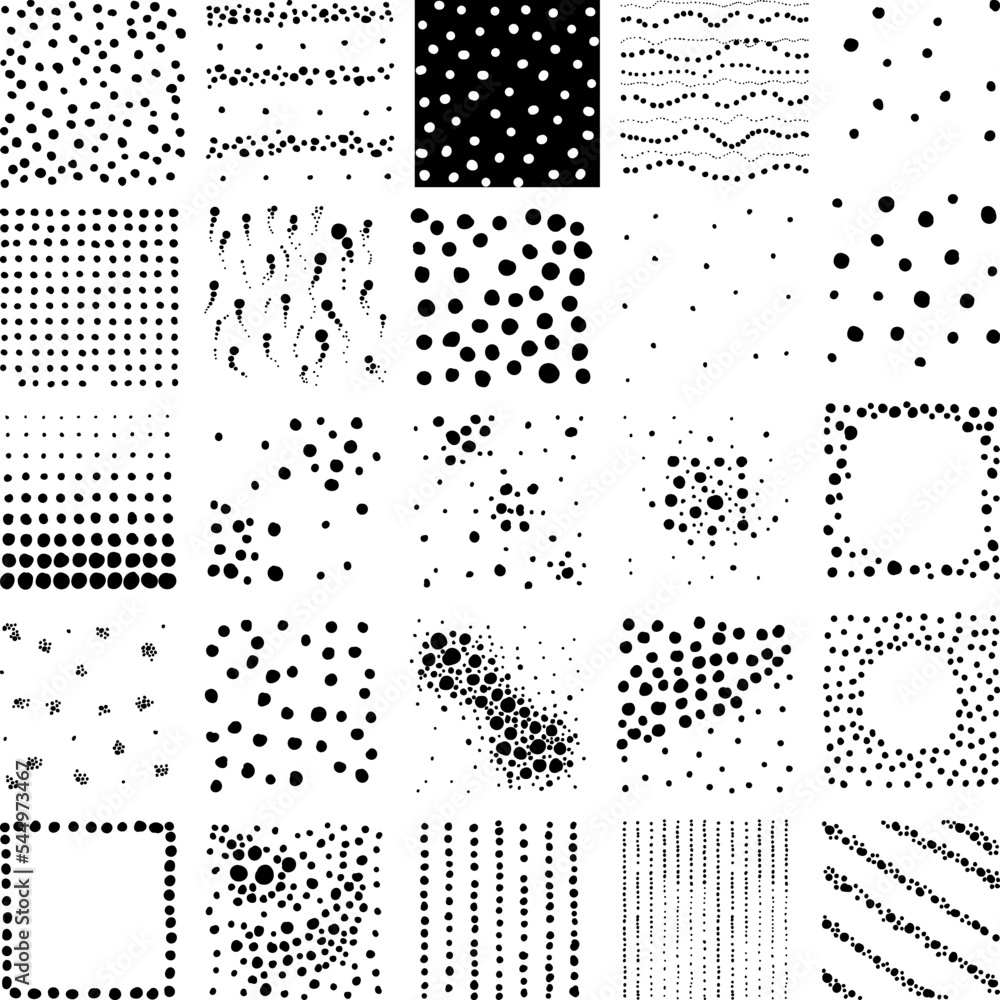 Vector Set of square backgrounds. Graphic black and white drawing of ...