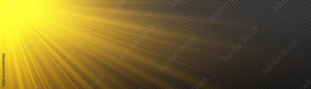 Flash gold light with rays and spotlight. Golden star burst with ...