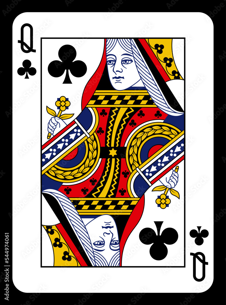 Queen Of Clubs Playing Card Classic Design Stock Vector Adobe Stock
