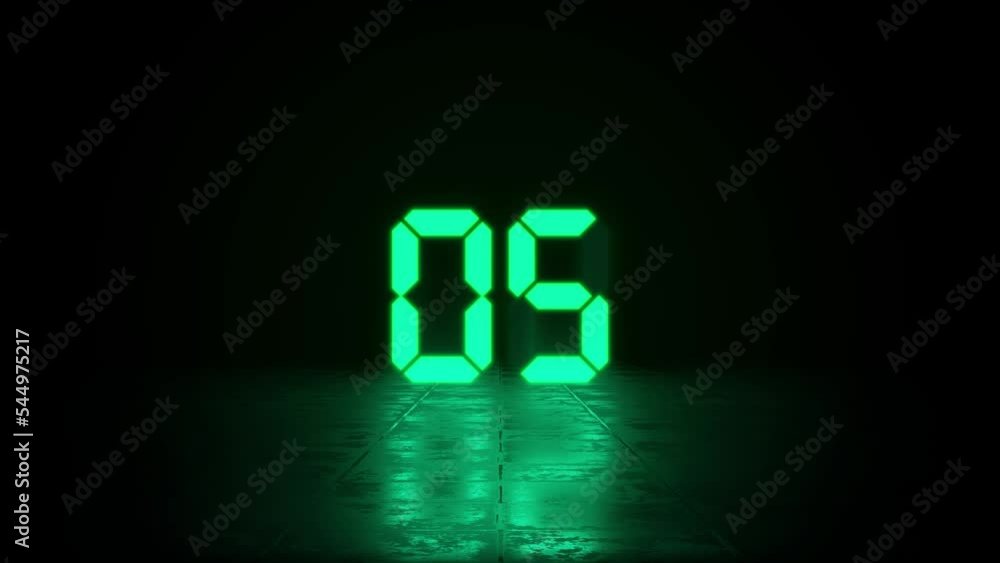 Neon minimalistic real time of 10 seconds of times in an isolated space ...