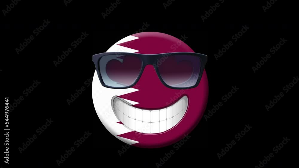 Qatar.Animation of smiling face with Qatar flag isolated by the Alpha ...