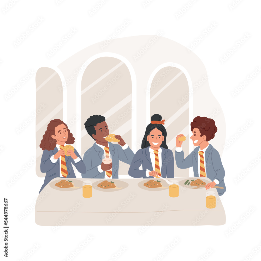 Dining hall isolated cartoon vector illustration. Student canteene ...