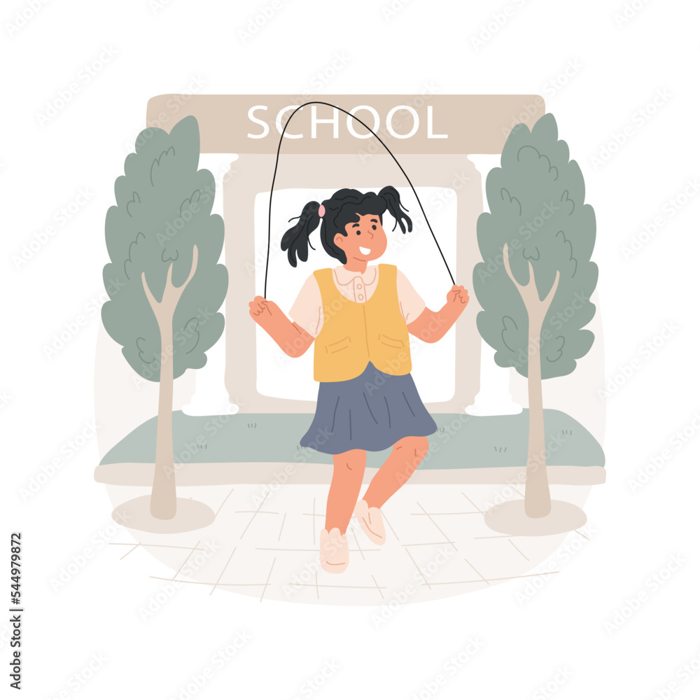 Jump rope isolated cartoon vector illustration. Girl jumping with rope ...