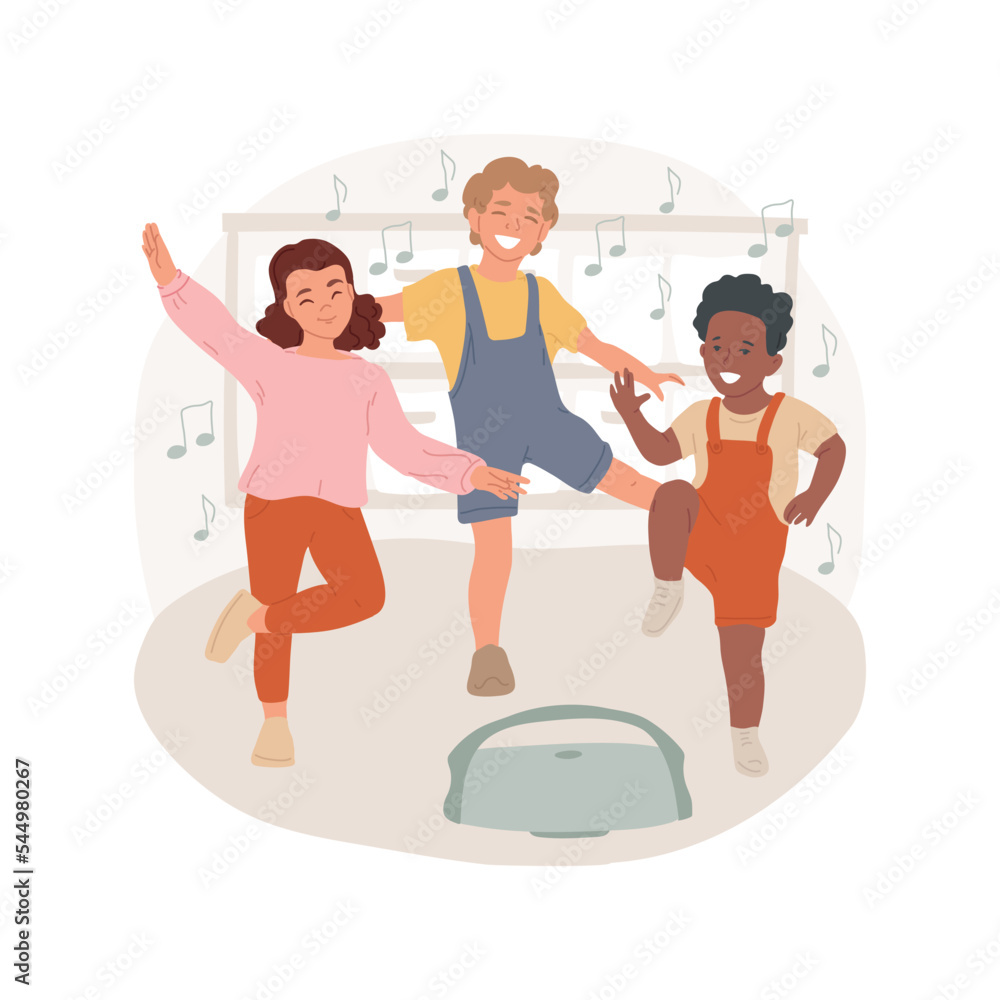 Freeze dance isolated cartoon vector illustration. Child balance on one ...
