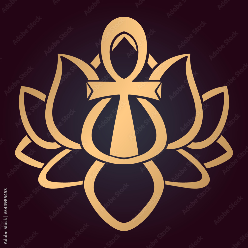 Egyptian ankh and Lotus flower vector symbol.eps Stock Vector | Adobe Stock