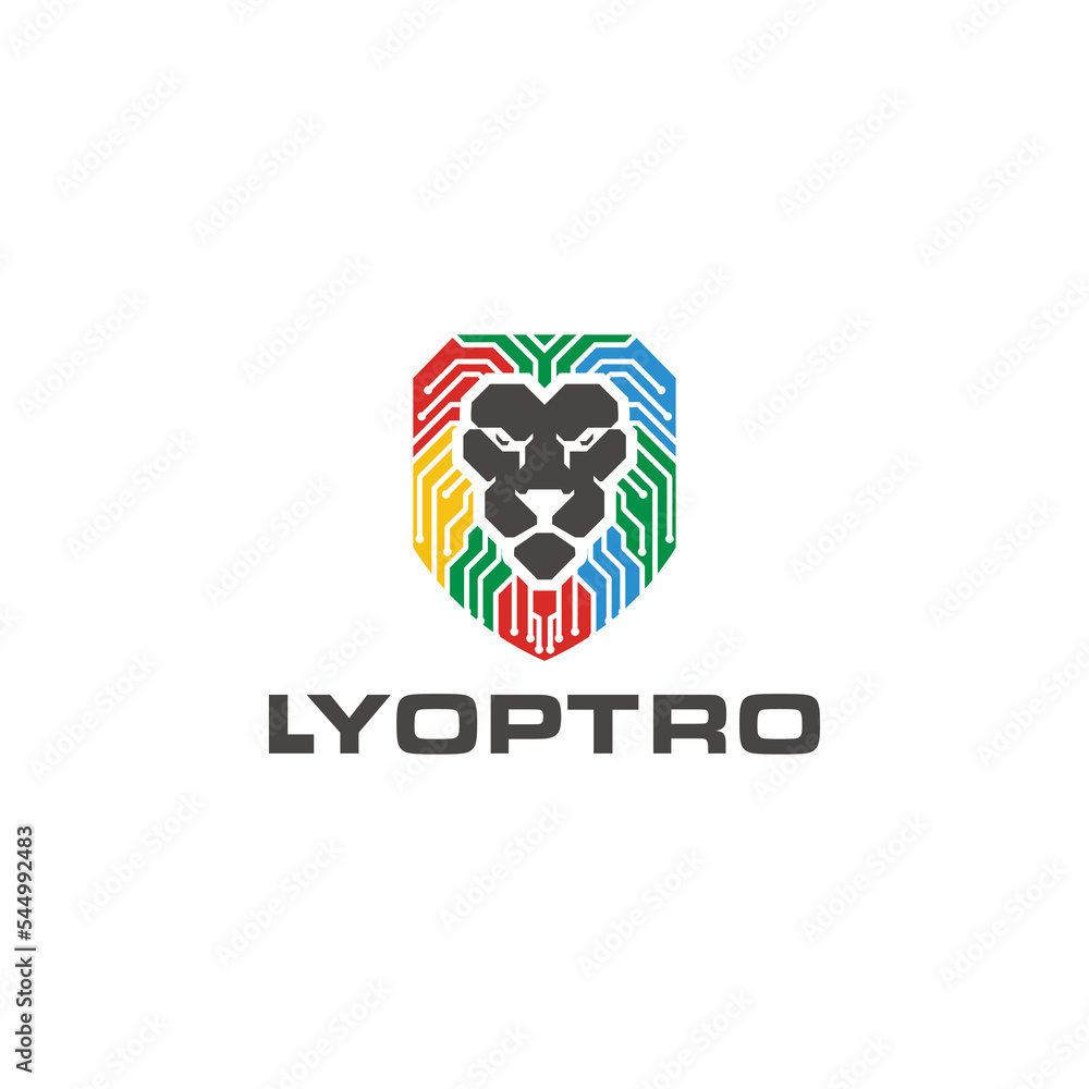 lion Tech Logo Design, Digital Lion Logo Stock Vector | Adobe Stock