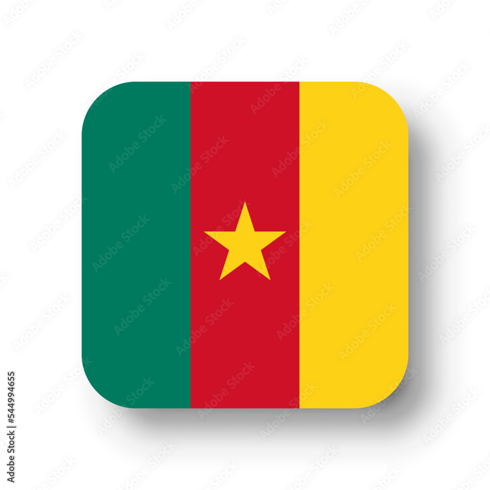 Cameroon flag - flat vector square with rounded corners and dropped shadow. Stock Vector | Adobe ...