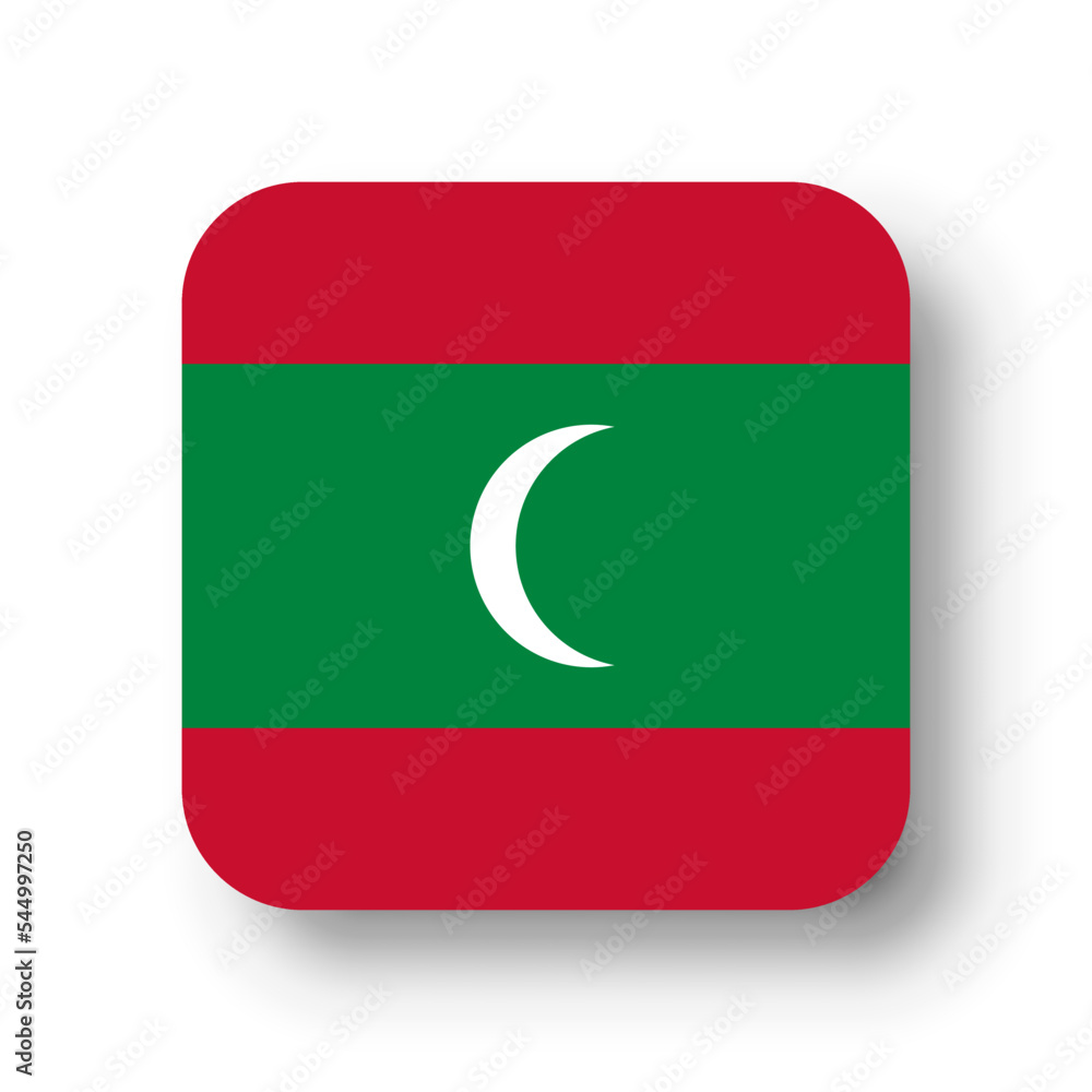 Poster Maldives flag - flat vector square with rounded corners and ...