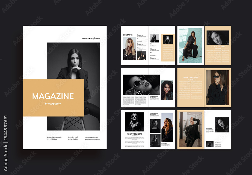 Magazine Photograpy Layout Stock Template | Adobe Stock
