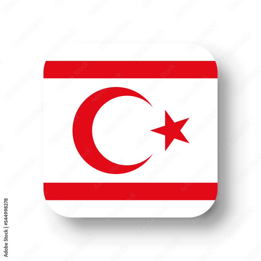 Northern Cyprus flag - flat vector square with rounded corners and ...