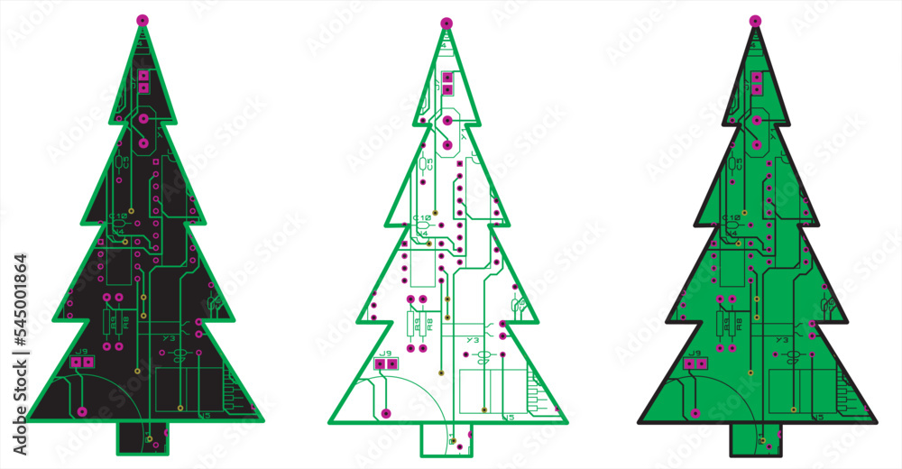 Electronic New Year (Christmas) tree. Vector Christmas (New Year) tree ...