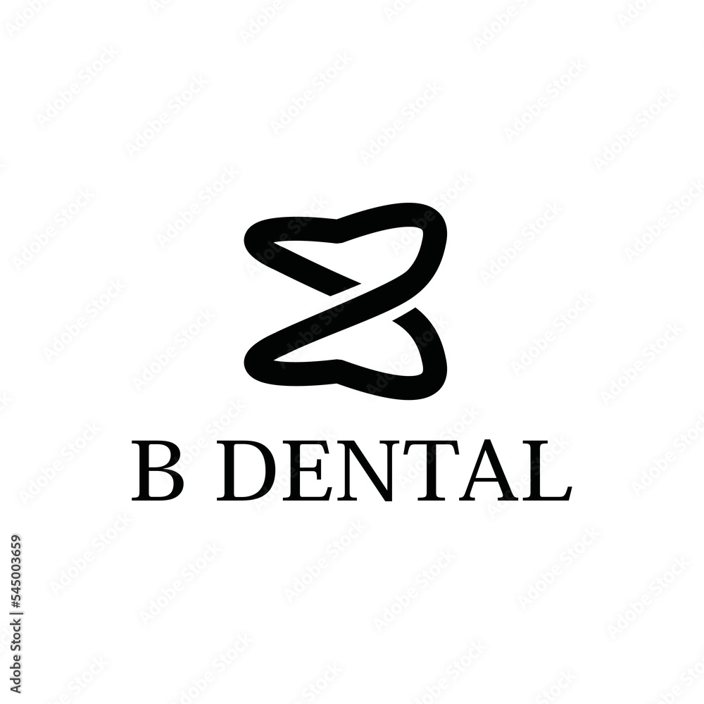 Initial letter b with Tooth Icon for Dental Health Care and Dental ...