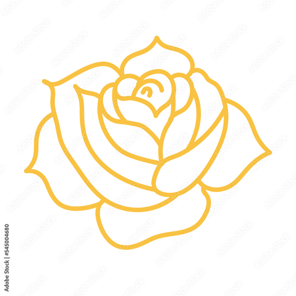 yellow rose flower line art Stock Vector | Adobe Stock