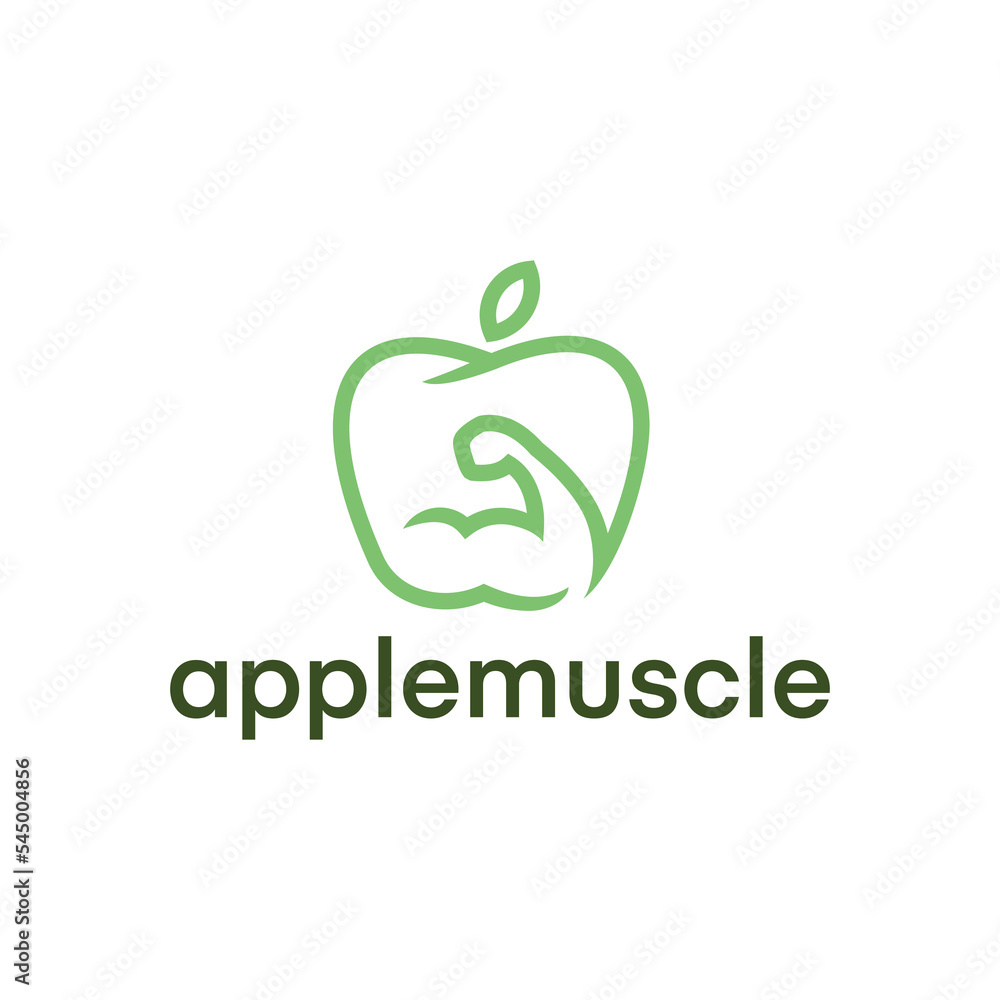 Logo, Apple With Muscle - Nutrition for fitness Stock Vector | Adobe Stock