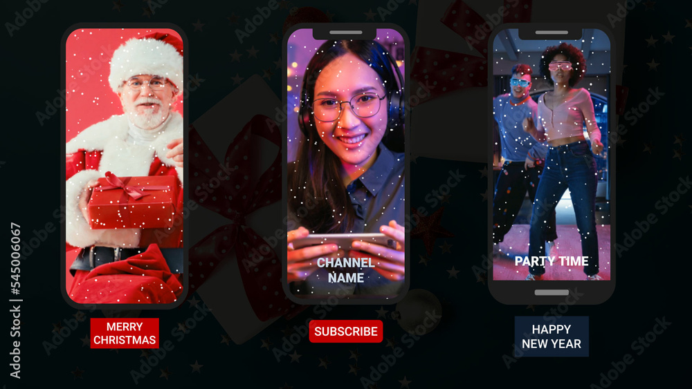 Holiday Christmas Wishes on Phone Graphics Stock Template | Adobe Stock