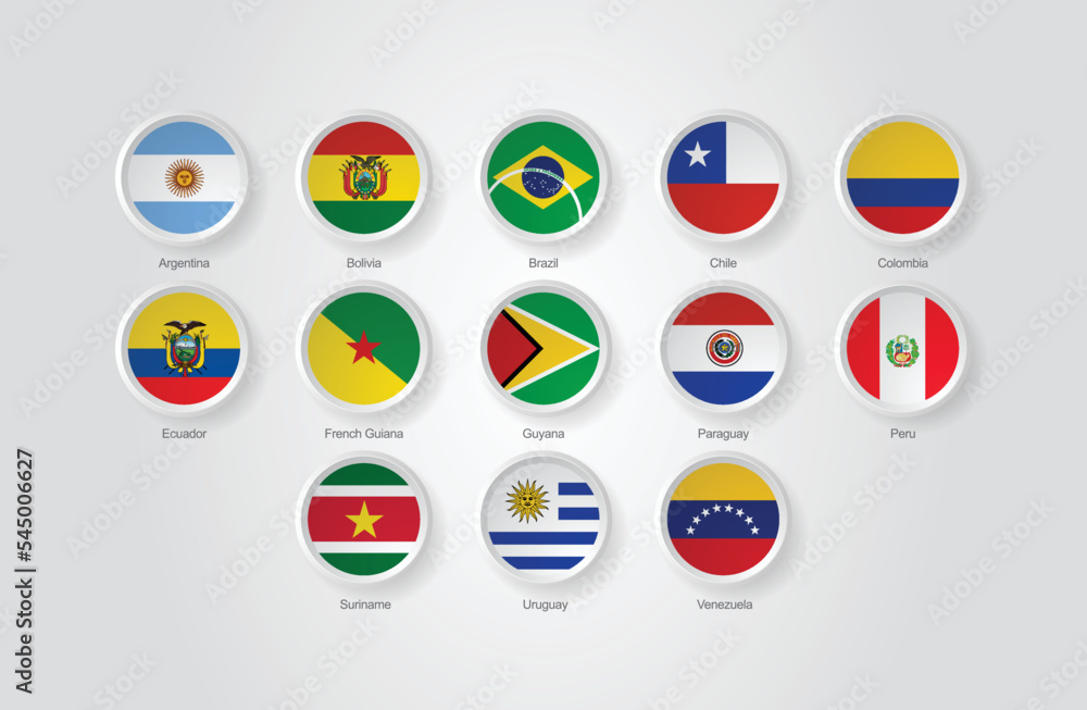 Photo & Art Print 3D embossed and circular design flag icons for South ...