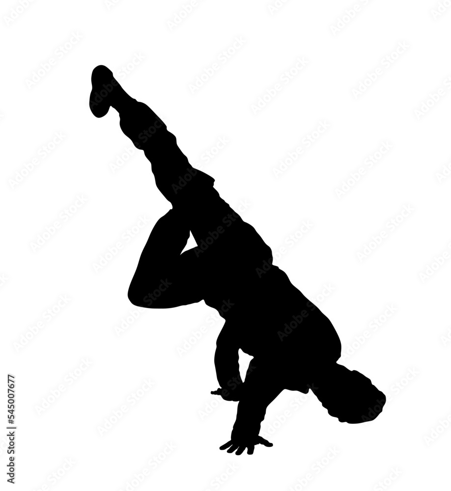Break dance boy vector silhouette illustration isolated on white ...