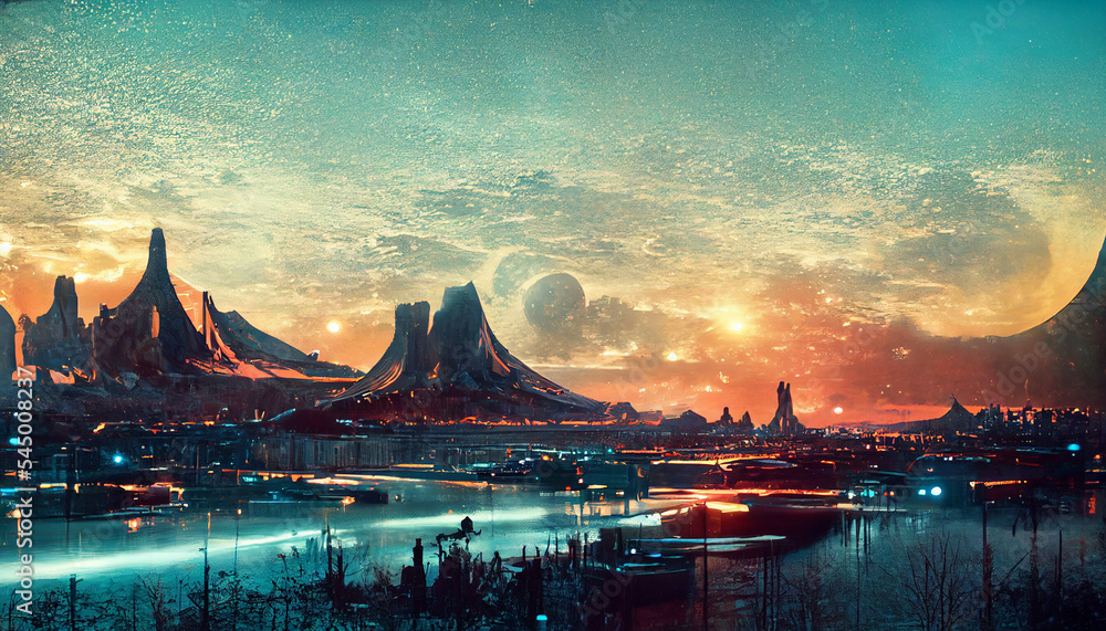 Alien cities, scifi, science fiction, progress, electricity, other ...