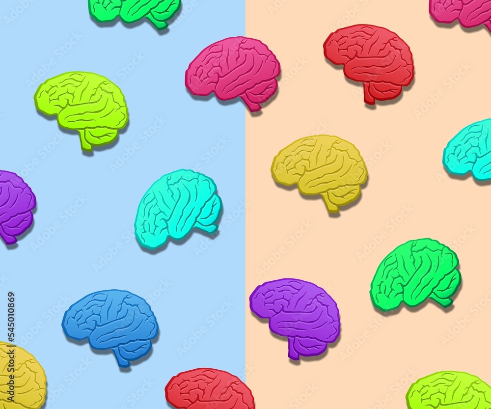 Neurodiversity concept. Set of colored brain images Stock Photo | Adobe ...