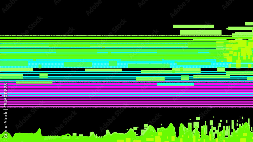 Green and pink pixels on a black background. Linear Glitch Effect ...