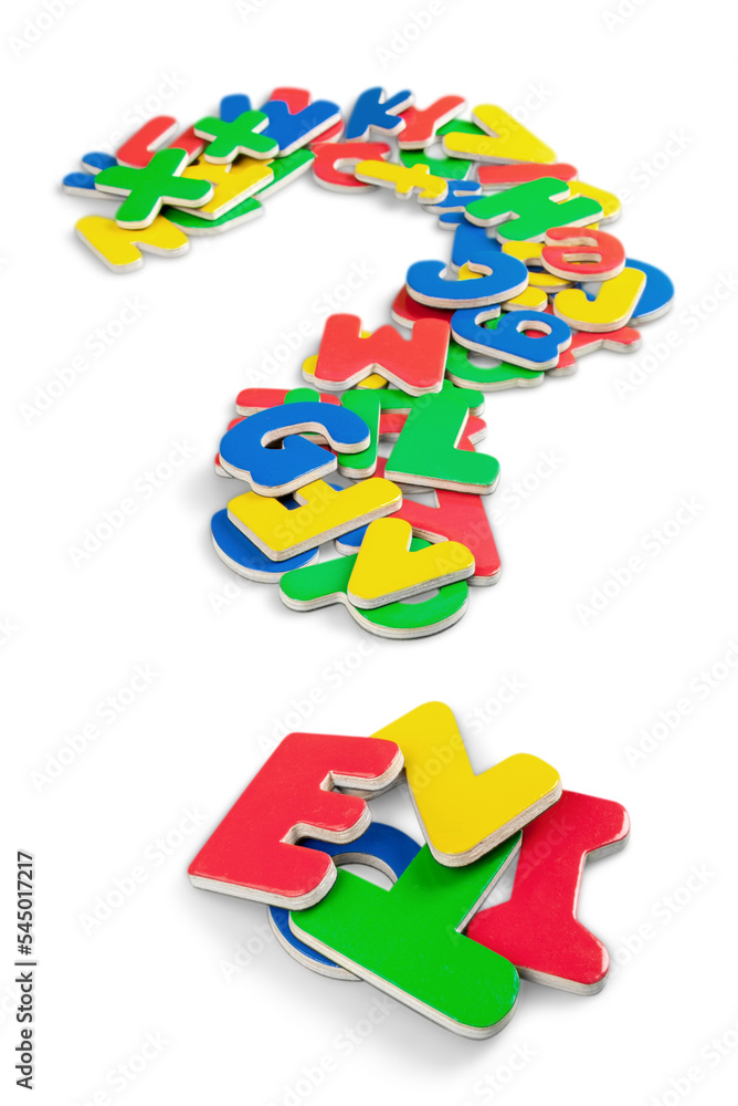 Foam Letters Forming a Question Mark Isolated Stock Photo | Adobe Stock