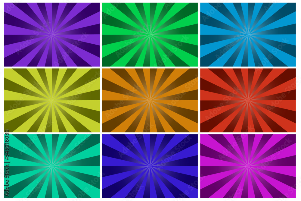 colored rays backgrounds. Geometric pattern. Explosion effect. Light ...