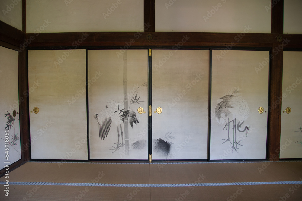 One of the guest tatami mat rooms inside Daikaku-Ji temple. Kyoto Japan ...