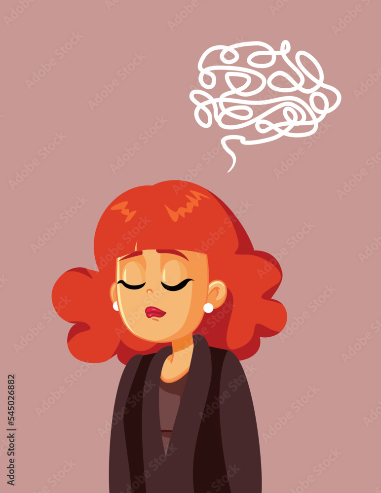 Sad Woman with Thinking Bubble Vector Cartoon Illustration. Unhappy ...