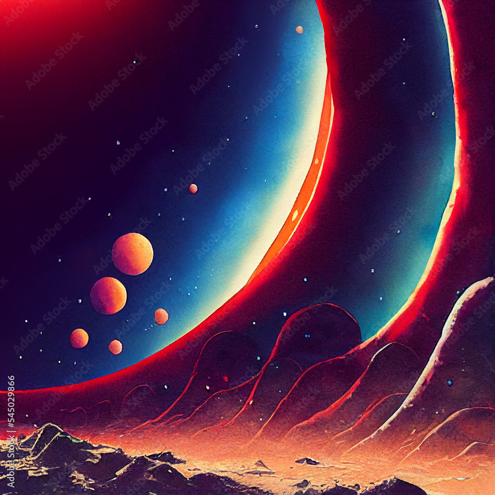 galaxy outer space view,watercolor paint,explore space,alien,venus,mars ...