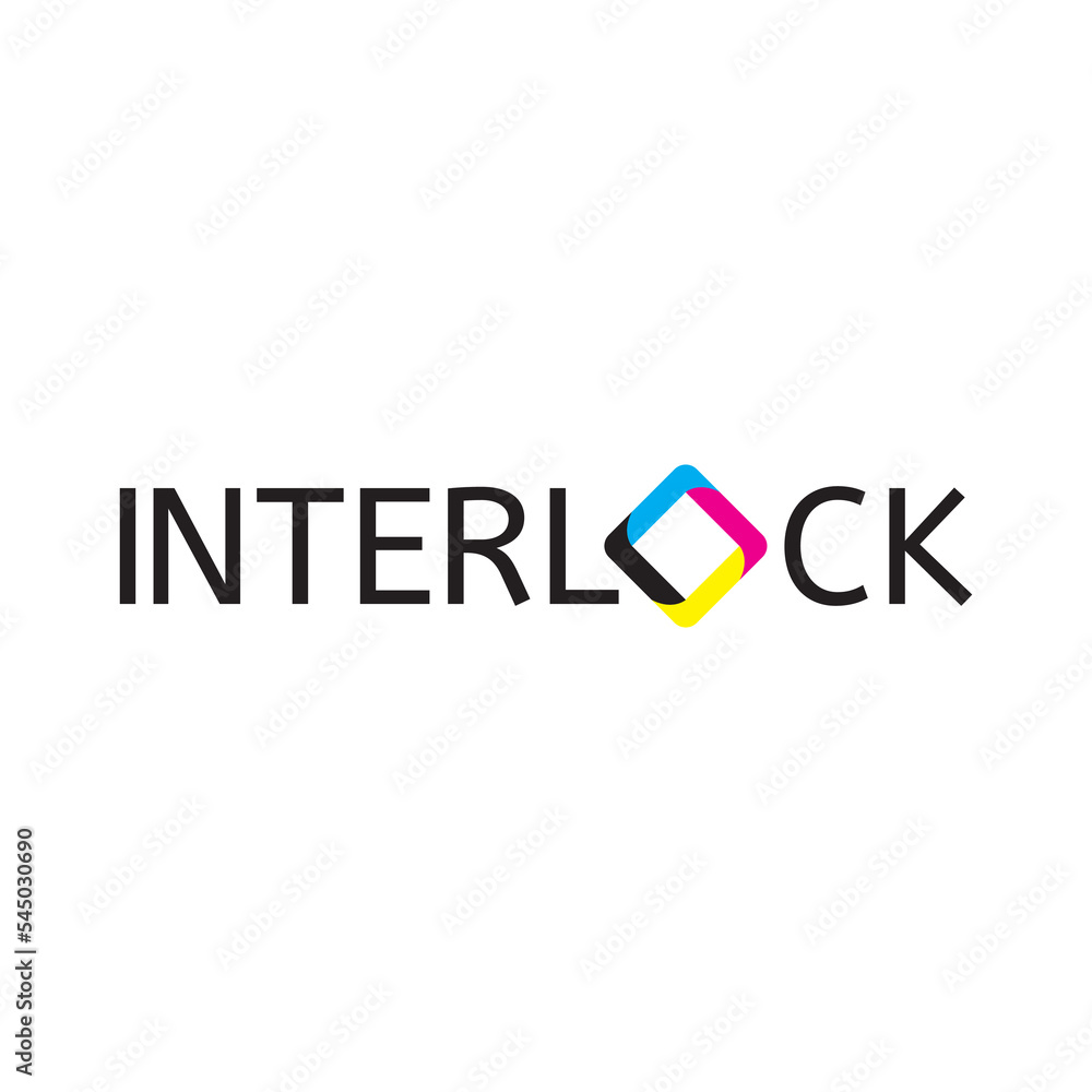 INTERLOCK letter with CMYK color square logo design vector Stock Vector ...