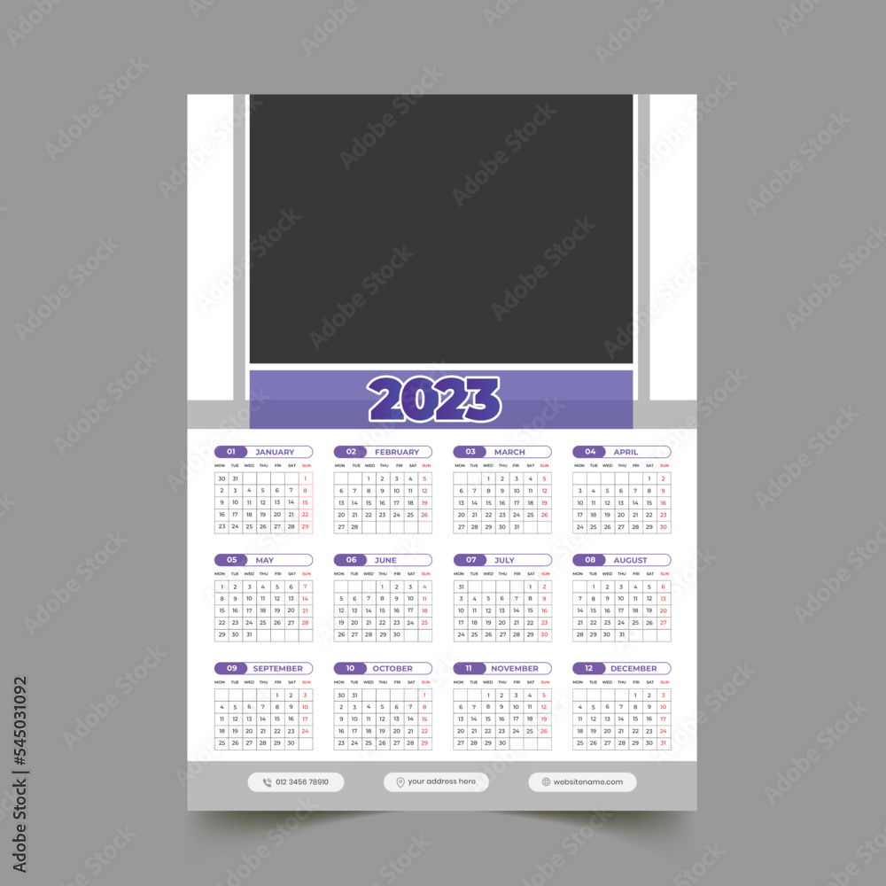 2023 calendar design template Stock Vector | Adobe Stock