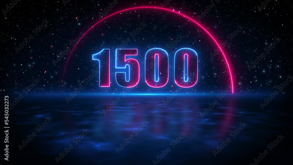 Futuristic Motion Blue Red Shine Number 1500 In Half Circle Lines Neon ...