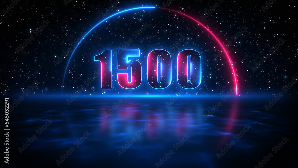 Futuristic Blue Red Shine Number 1500 In Half Circle Lines Neon Sign ...