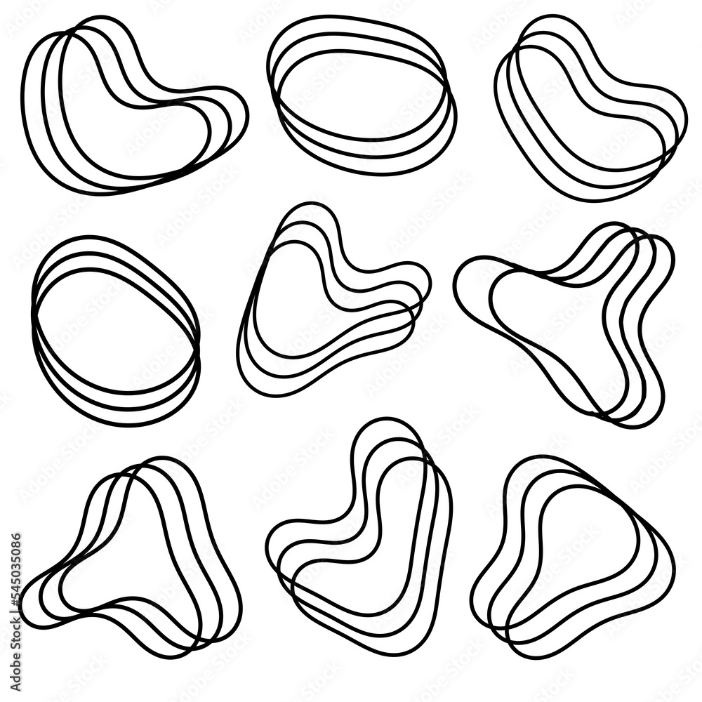 Stockvector Organic abstract random shapes of blob using three outline ...