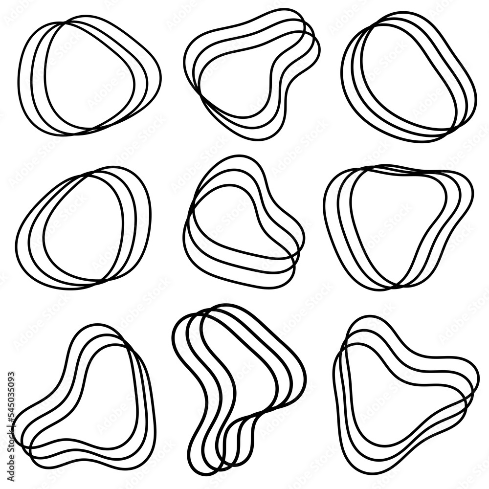 Organic Abstract Random Shapes Of Blob Using Three Outline For Template