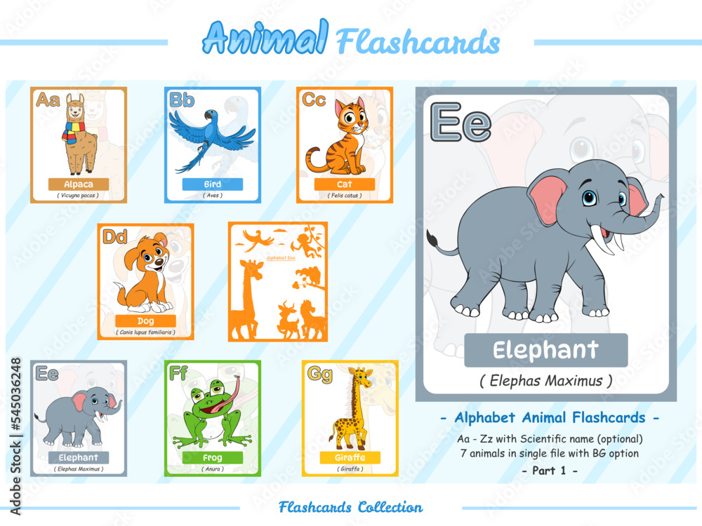 alphabet animals flashcards part 1 7 files in single file Stock Vector ...