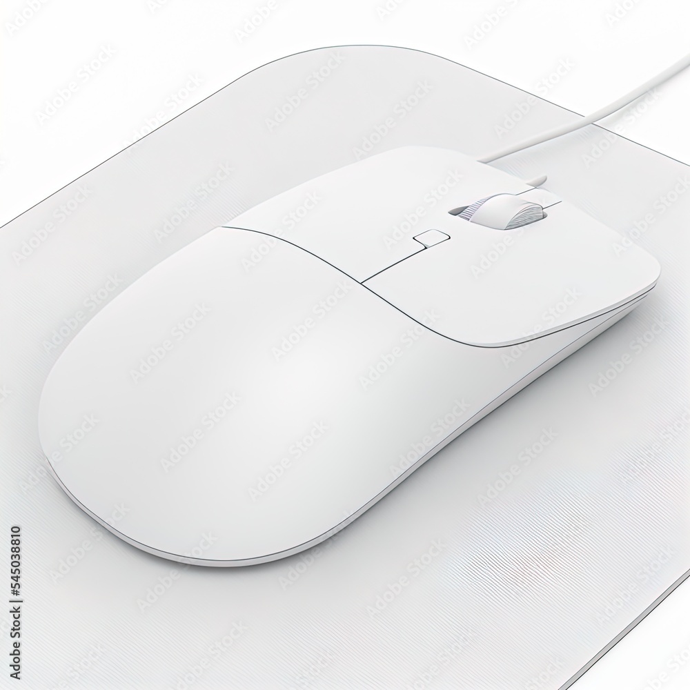 Blank modern computer mouse with pad mockup. 3d illustration isolated ...