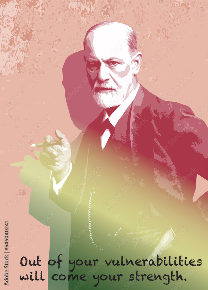 Sigmund Freud Portrait. Vector portrait of the Austrian psychologist ...