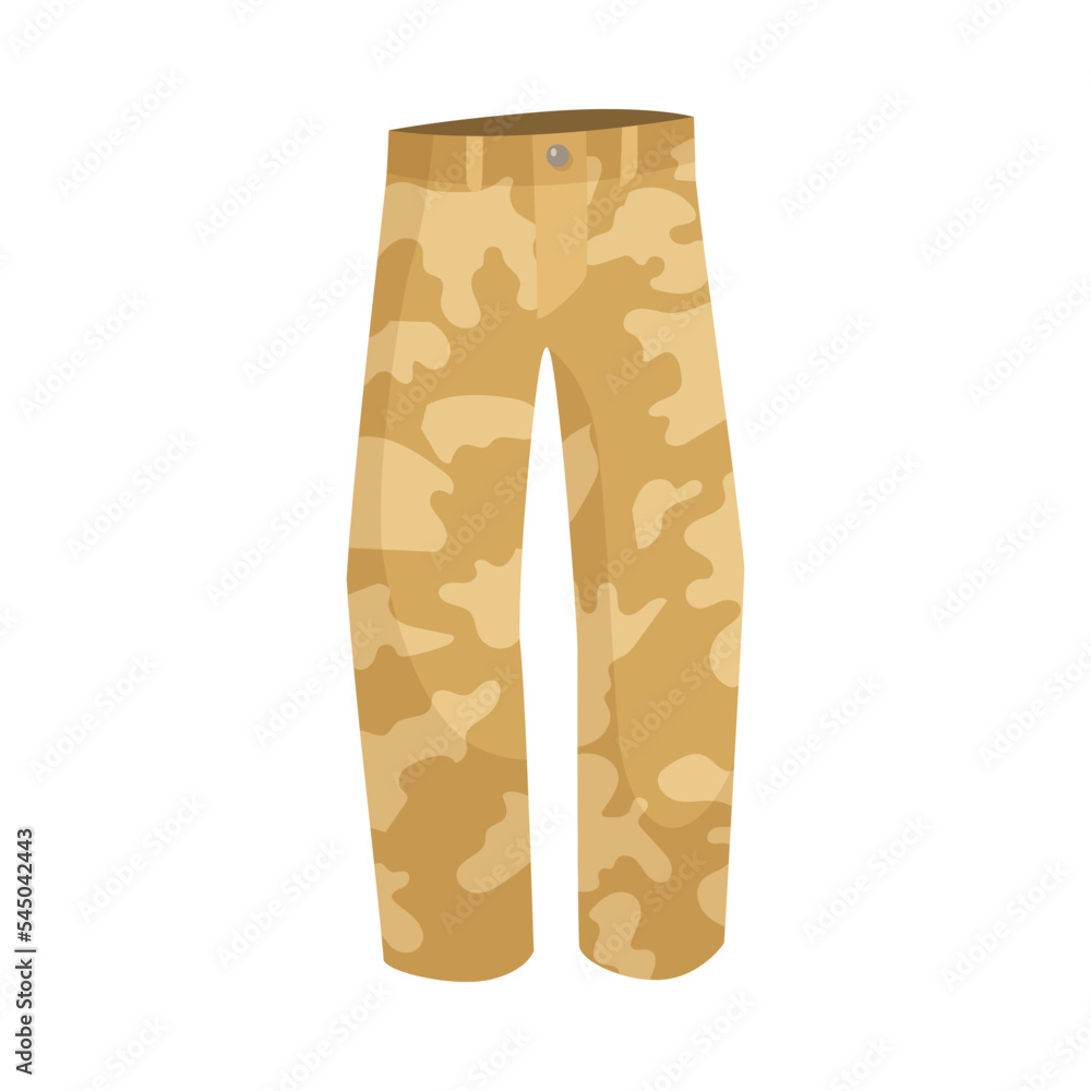 Desert camouflage uniform pants cartoon illustration. Khaki clothing ...