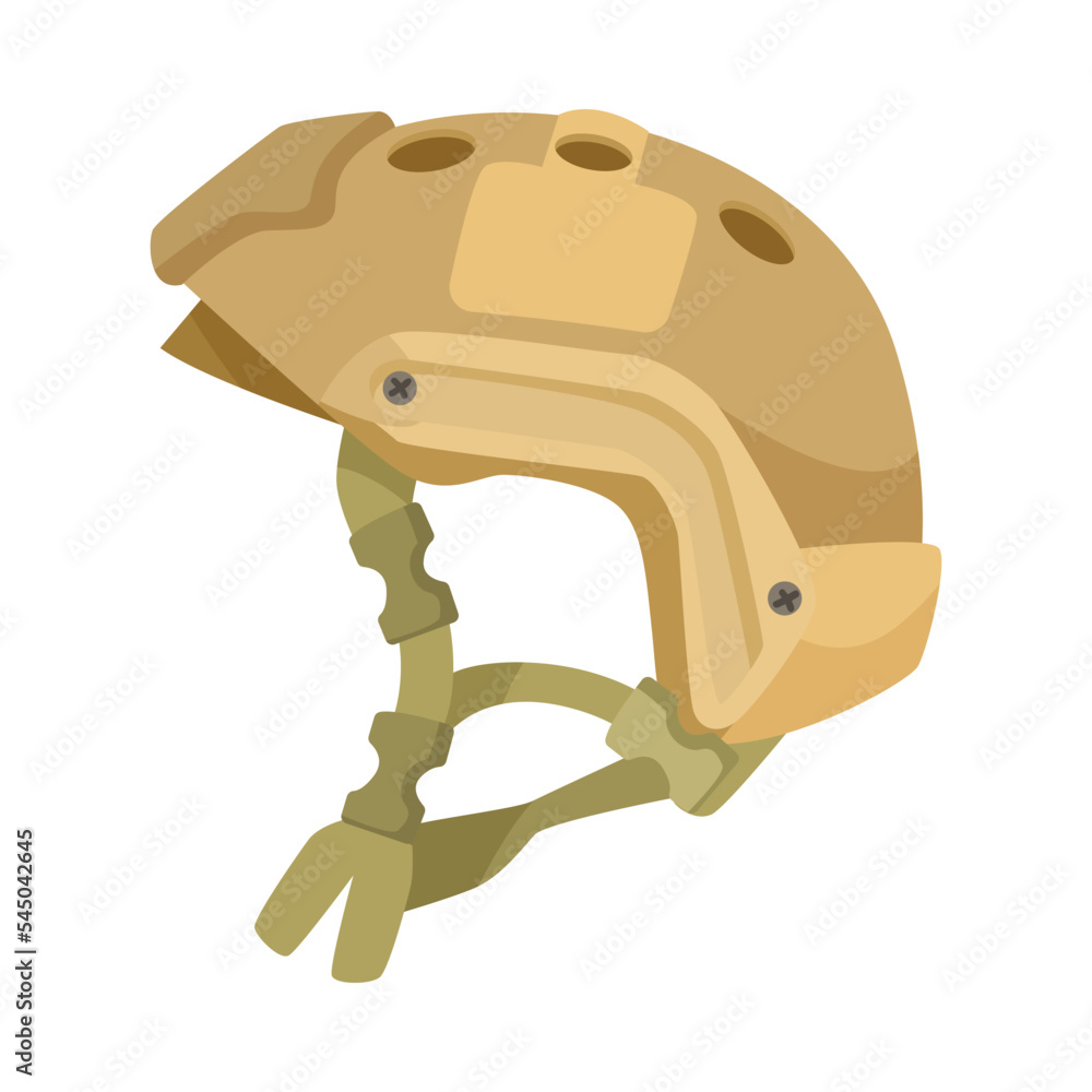 Military helmet cartoon illustration. Khaki headgear for soldiers or ...