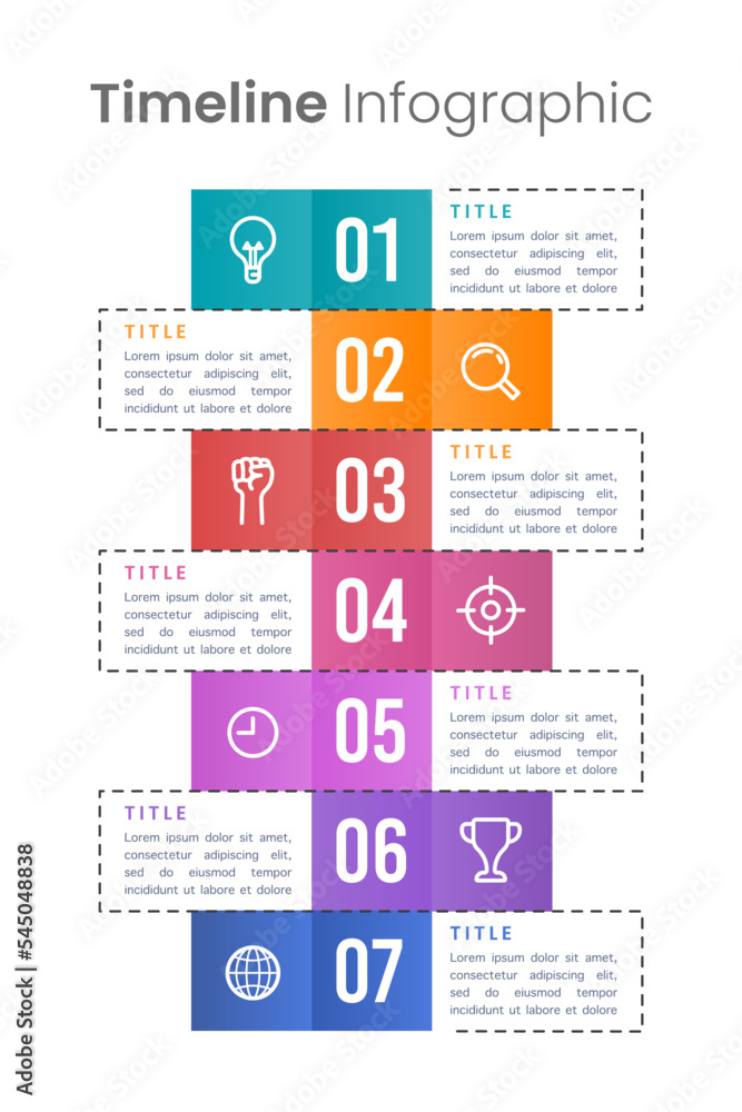 7-step business chronology vertical infographic. Vector illustration ...