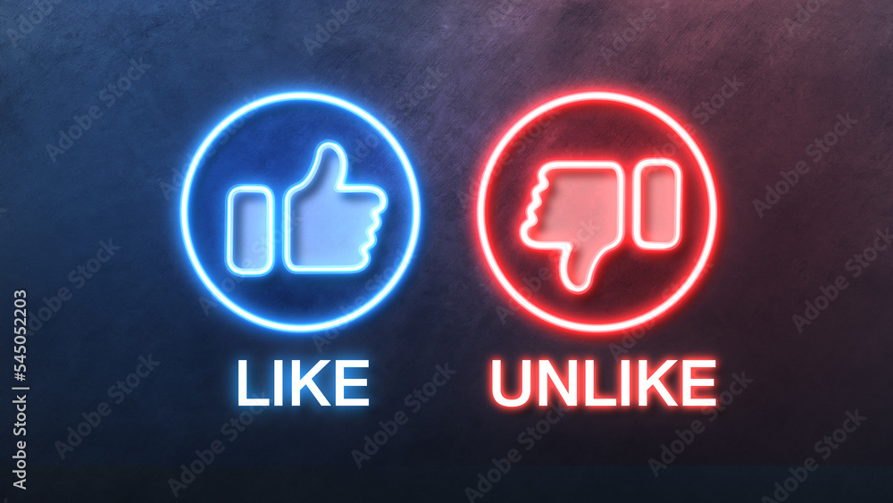 Like thumb up unlike Icon in convesation Neon animation. Light Glowing ...