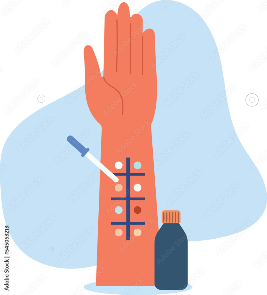 allergy skin test .Flat cartoon vector illustration. Stock Vector ...