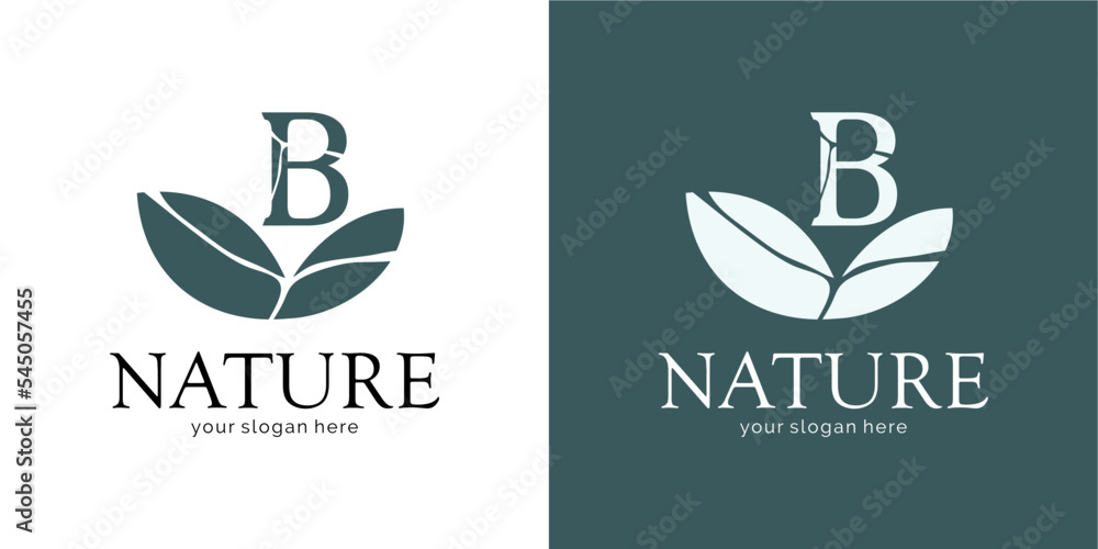 Nature Logo Design with Letter B Stock Vector | Adobe Stock