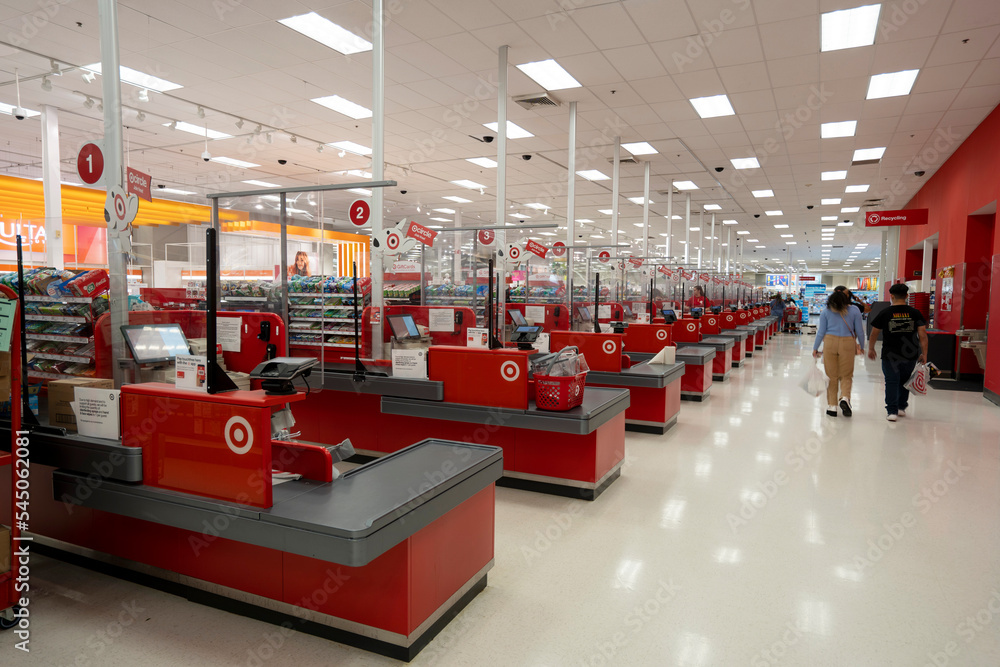 Concord, NC, USA - June 19, 2022: Checkout lanes in a Super Target ...