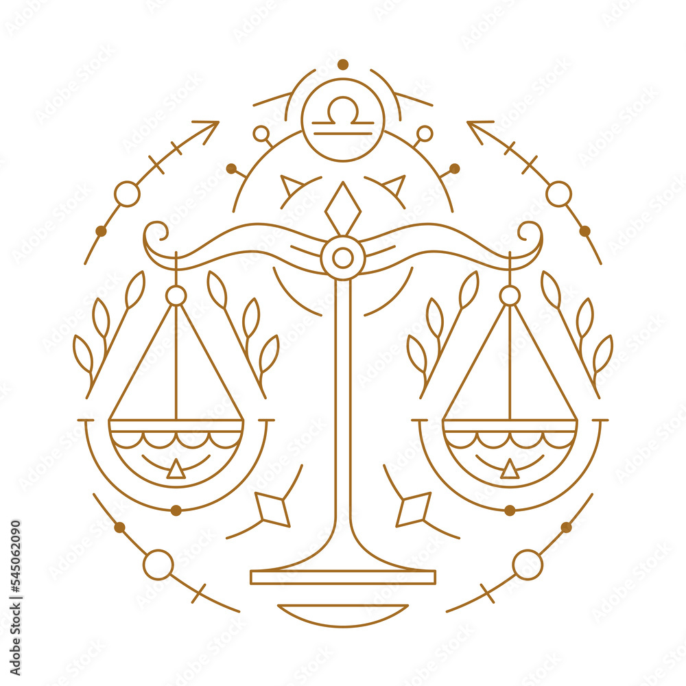 Libra zodiac astrology horoscope stylized sign thin line. Elegant ...