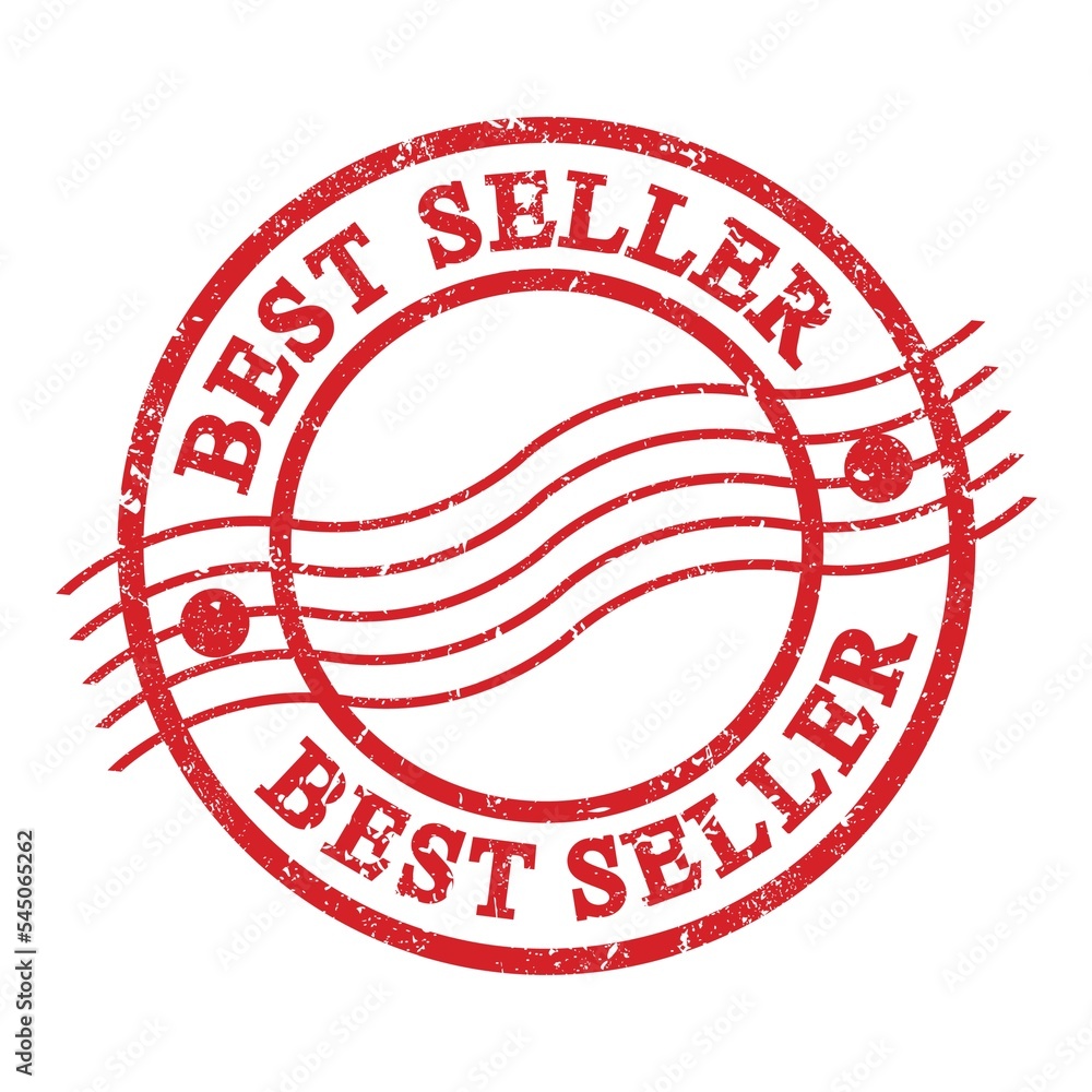 BEST SELLER, text written on red postal stamp. Stock Illustration ...